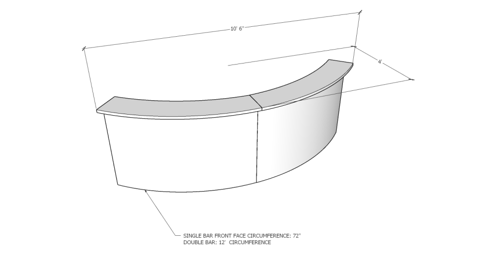 12' BLACK ALDEN CURVED BAR Rentals | Bright Rentals