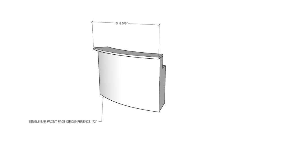 6' BLACK CURVED ALDEN BAR Rentals | Bright Rentals